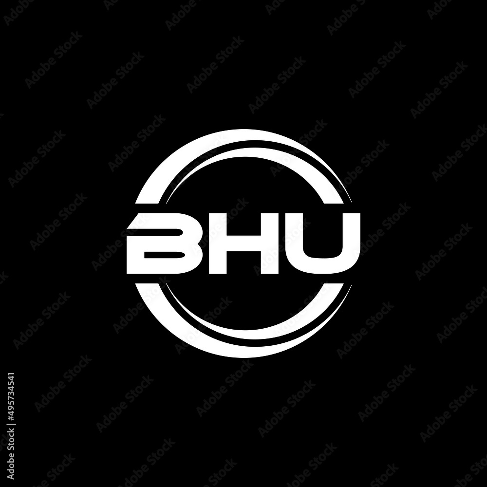 BHU letter logo design with black background in illustrator, vector ...