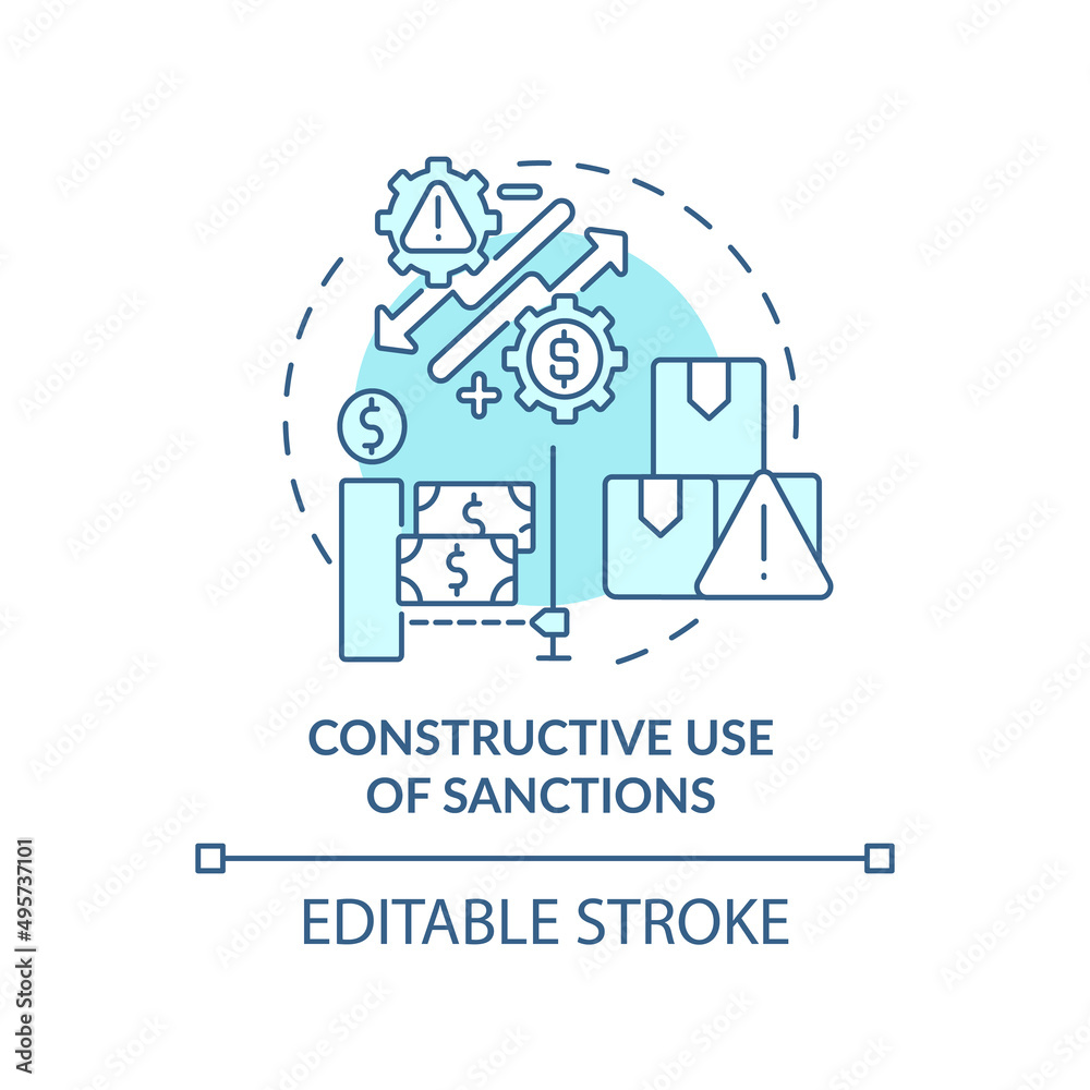 Constructive use of sanctions turquoise concept icon. Armed hostilities ... Constructive use of sanctions turquoise concept icon. Armed hostilities ...