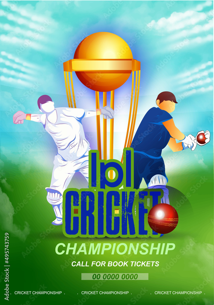 cricket attire helmets of respective country and winning trophy on ...