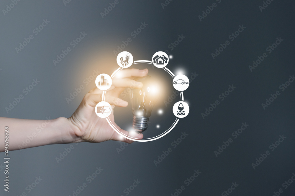 Energy innovation light bulb with future industry of power generation ...