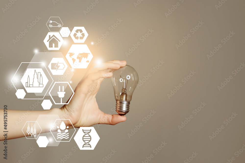 Energy innovation light bulb with future industry of power generation ...