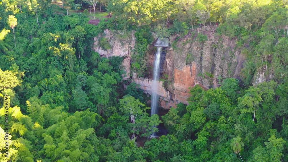 Drone footage of the Salto Suizo, Paraguay's highest waterfall, in ...