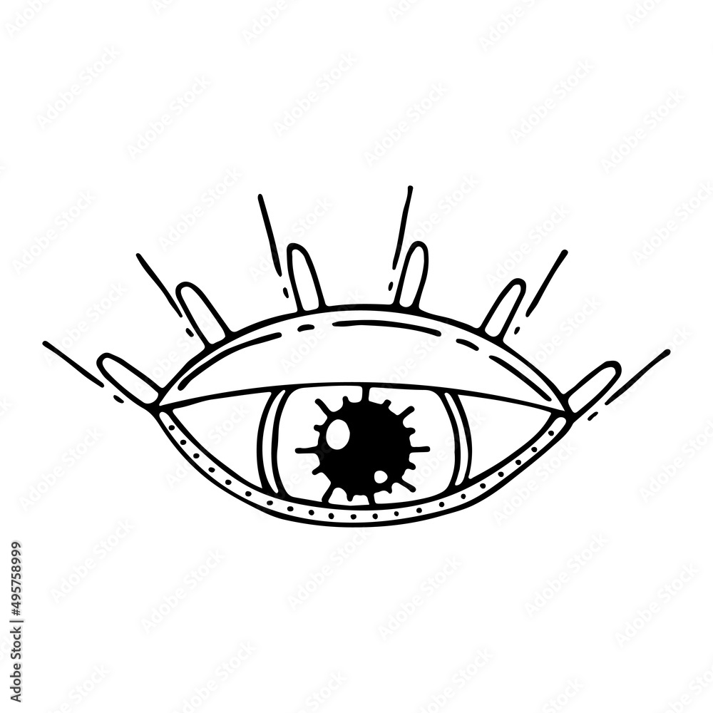 All-seeing eye line. Mystical symbol of mind and spirit. Secret third ...