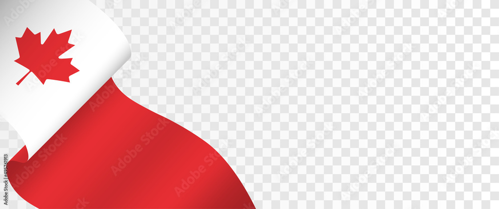 Canadian flag on a transparent background. Template with free space for ...