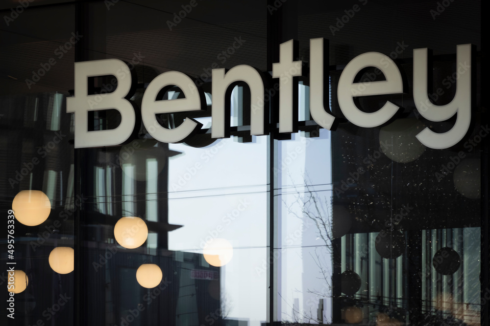 Vilnius, Lithuania - March 25, 2022: Bentley Systems company logo on ...