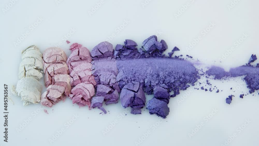 Texture of dry eye shadows of lilac, blue, pink and pearl shades ...