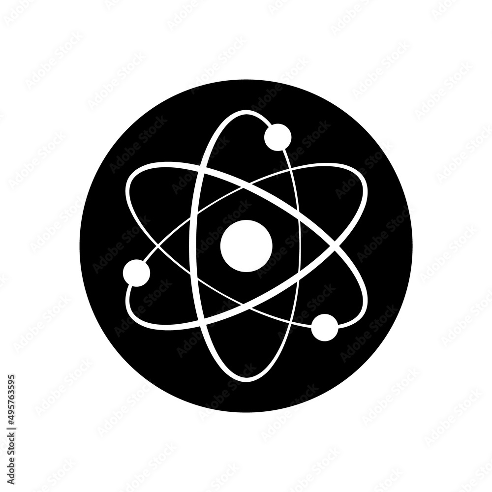 Atom logo. Core icon. Black atomic neutron isolated on white background ...