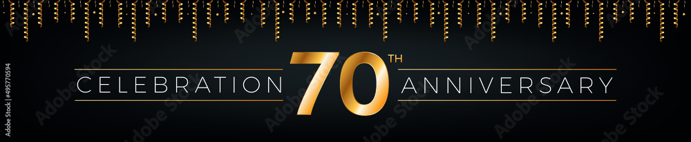 70th anniversary. Seventy years birthday celebration horizontal banner ...