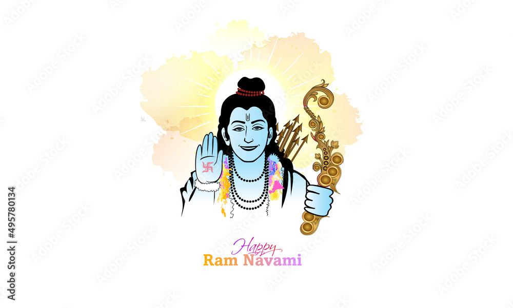Ram Navami Lord Ram puja poster. Indian hindu festival Stock ...
