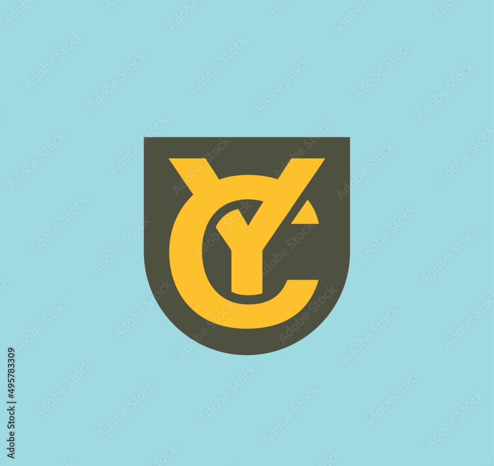 CY monogram logo. YC vector monogram. Yellow emblem on blue background ...