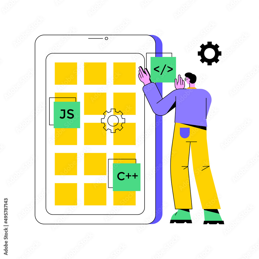 Hybrid mobile app abstract concept vector illustration. Software ...