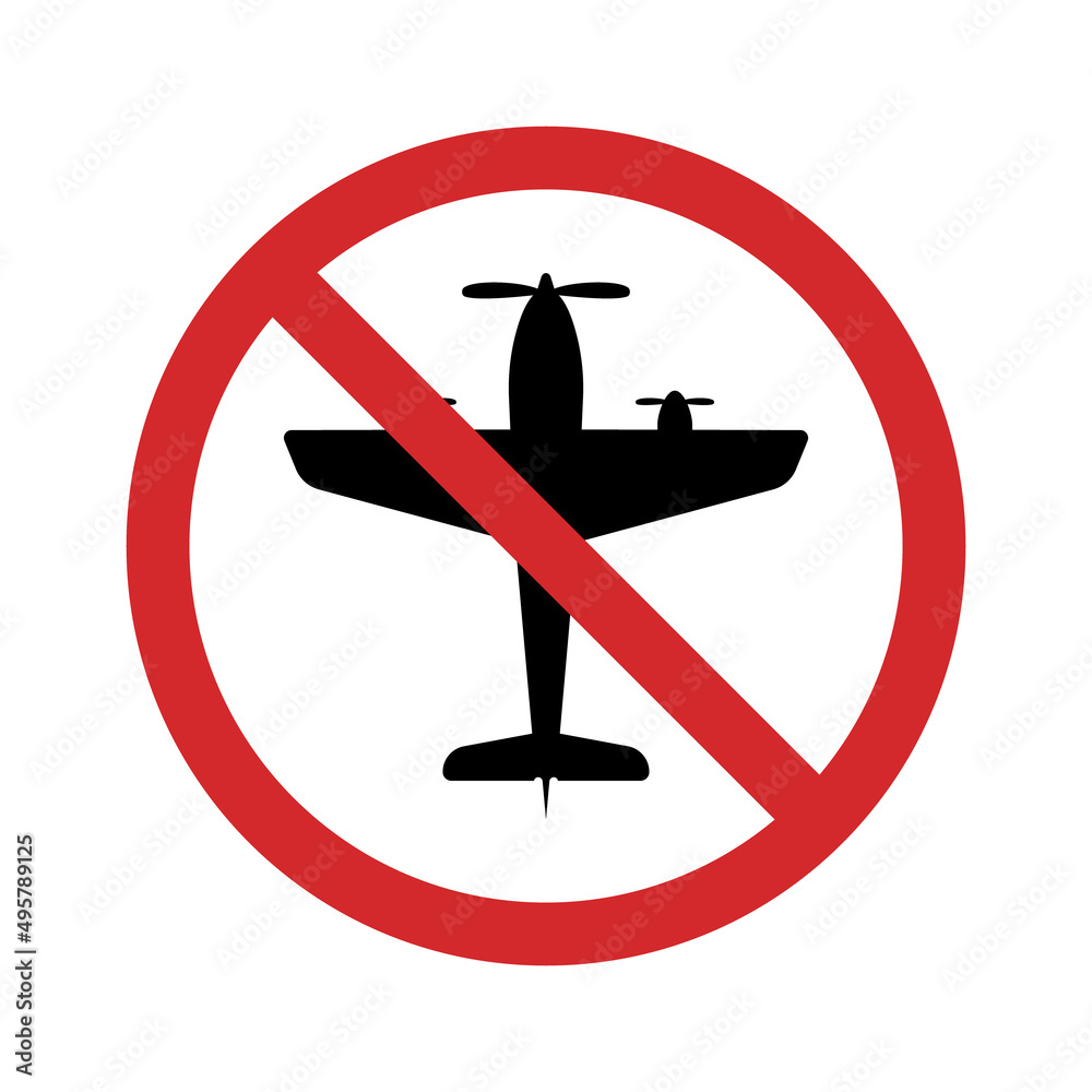 War Retro Plane Silhouette Red Stop Symbol. Military Vintage Airplane ...