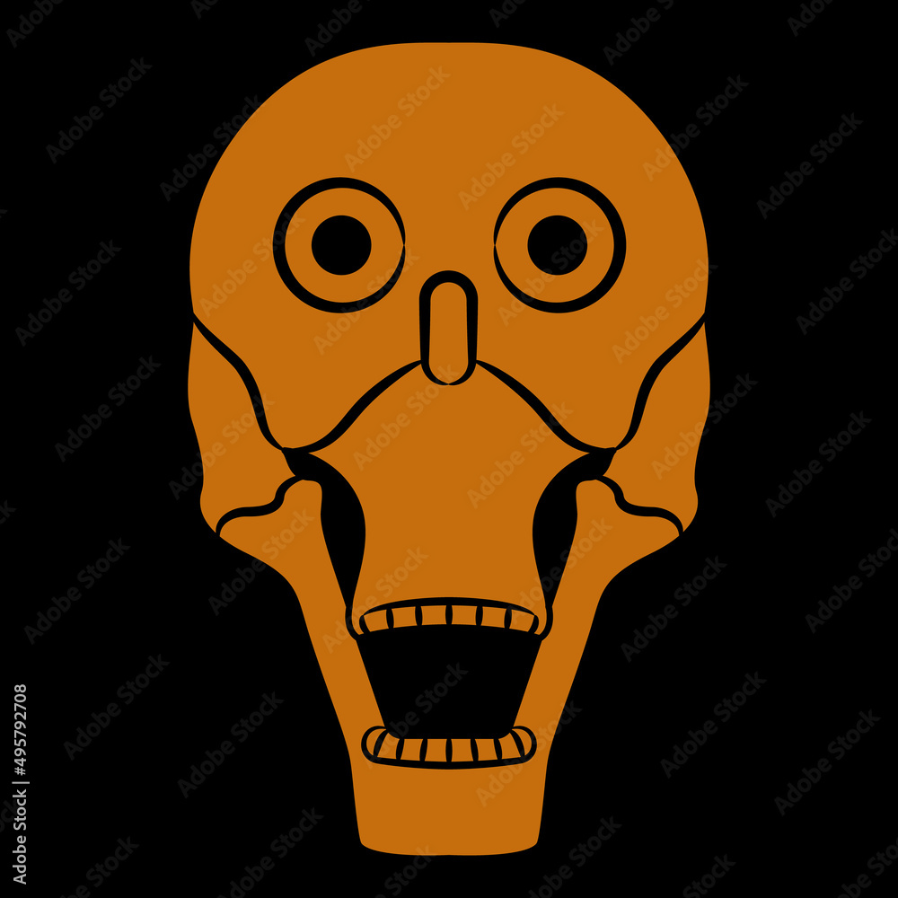 Crying human skull with open mouth. Native American symbol of Aztec ...