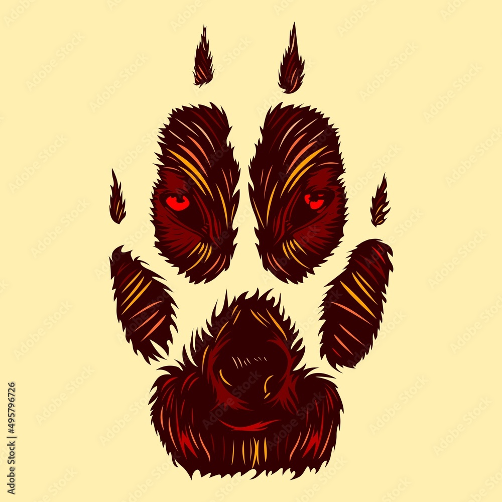 Abstract wolf footprints vector illustration Stock Vector | Adobe Stock