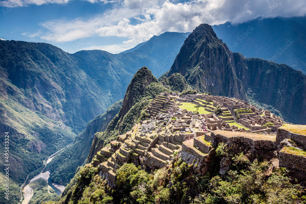 Machu Picchu, the Inca citadel high in the Andes, above the Sacred ...