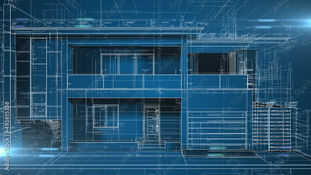 Architecture engineering design schematic of a house home exterior ...