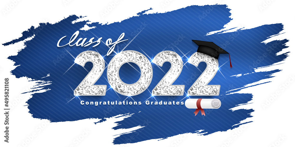 Graduation, Class of 2022 Vector text silver design, congratulation ...