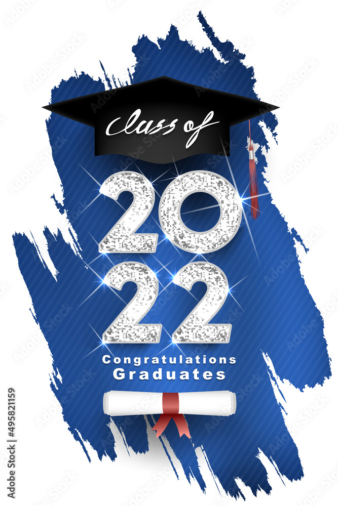 Graduation, Class of 2022 Vector text silver design, congratulation ...