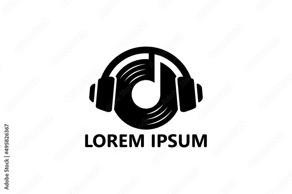 Music headphone logo template design vector Stock Vector | Adobe Stock