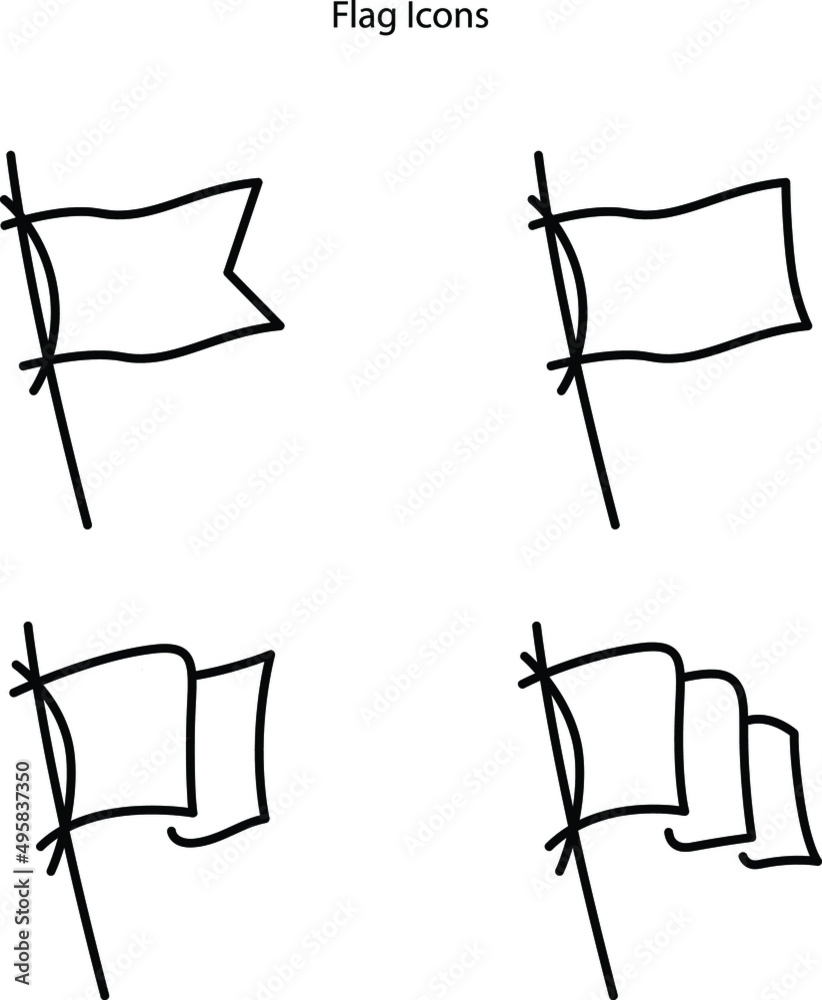 Flag outline icon. Set of pictogram flags. Line flags for map ...