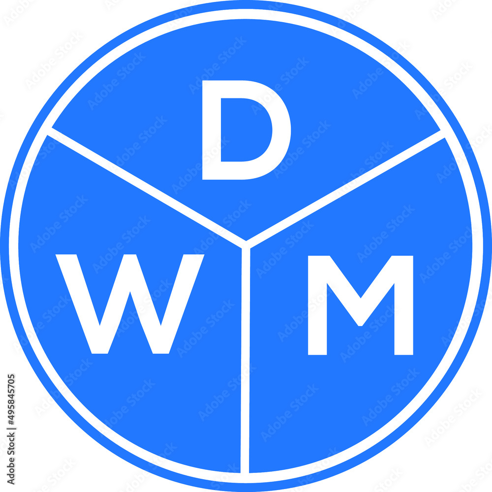 DWM letter logo design on White background. DWM creative Circle letter logo concept. DWM letter ...