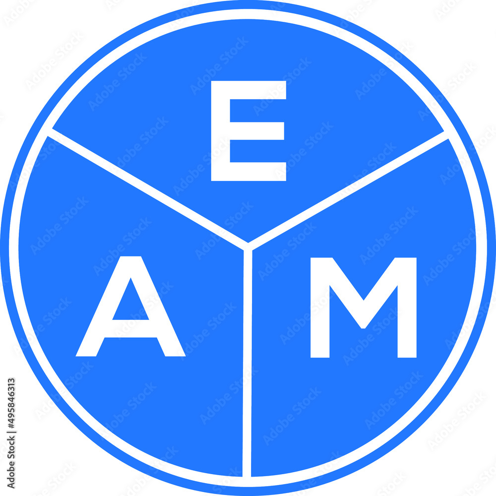 EAM letter logo design on White background. EAM creative Circle letter ...