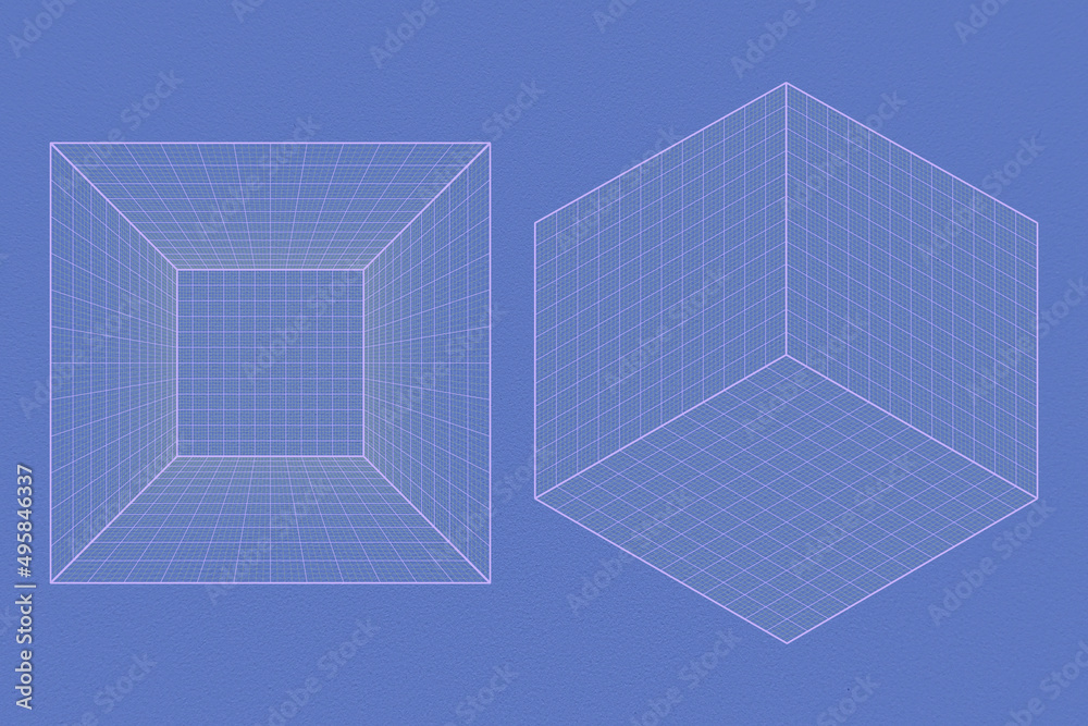 3D perspective grids on textured paper. Template for slide presentation ...