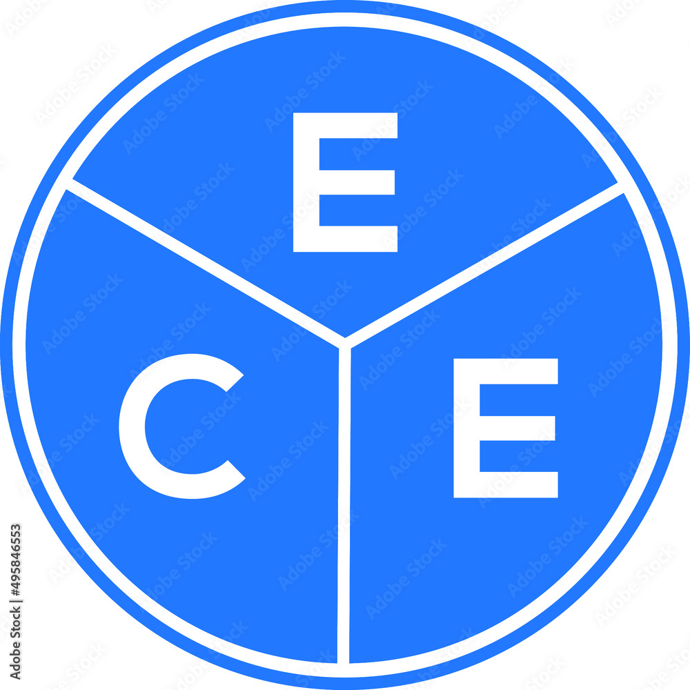 ECE letter logo design on White background. ECE creative Circle letter ...