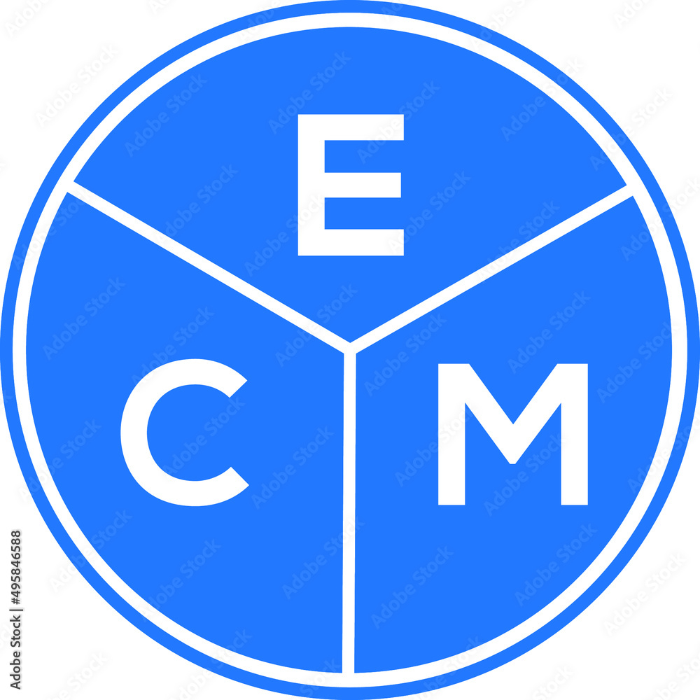 ECM letter logo design on White background. ECM creative Circle letter ...