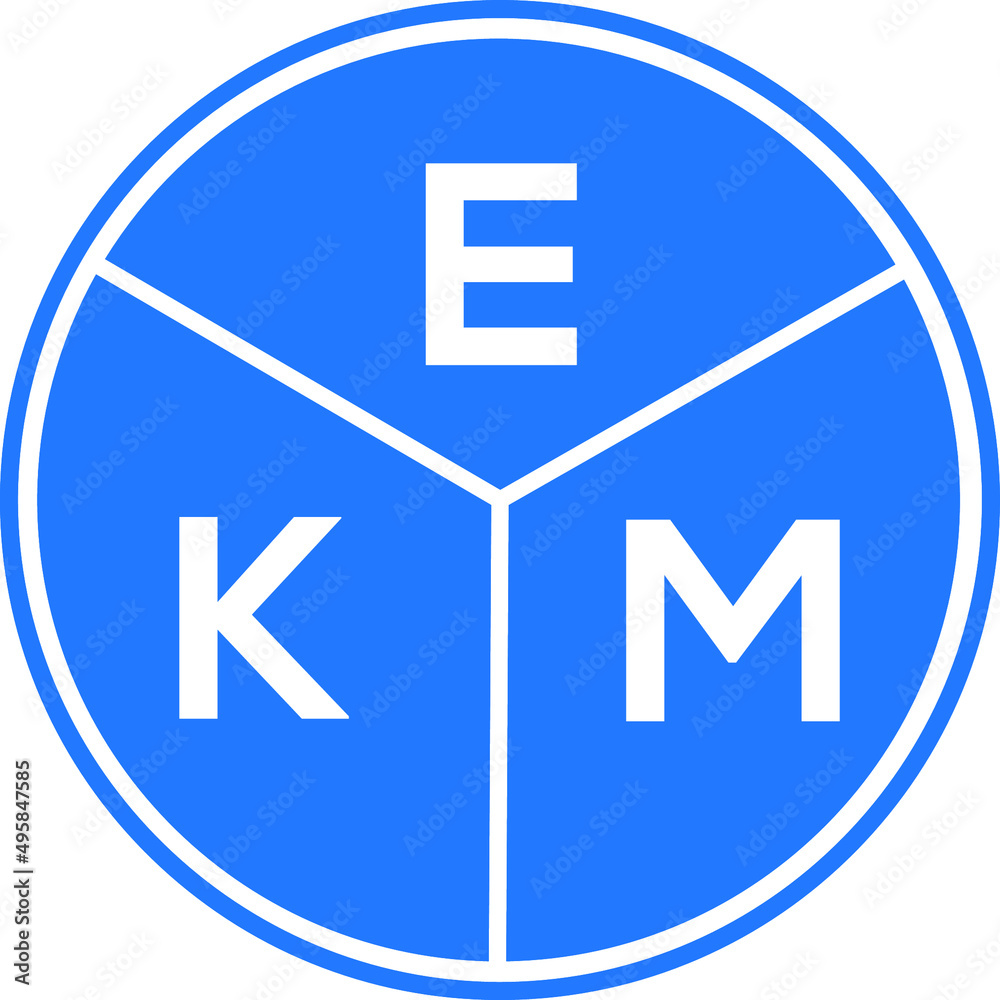 EKM letter logo design on White background. EKM creative Circle letter ...