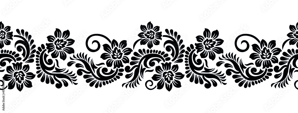 Traditional Asian decorative floral border design Stock Vector | Adobe ...