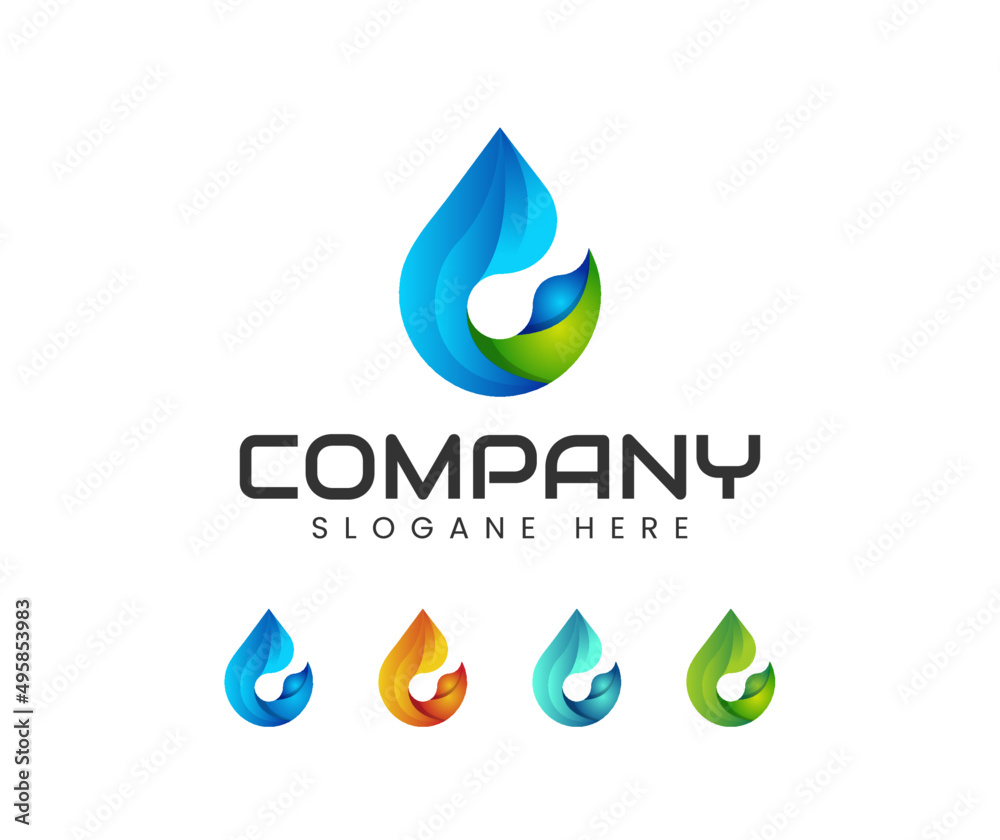 3d water drop logo design. Vector logo design template. Abstract blue ...
