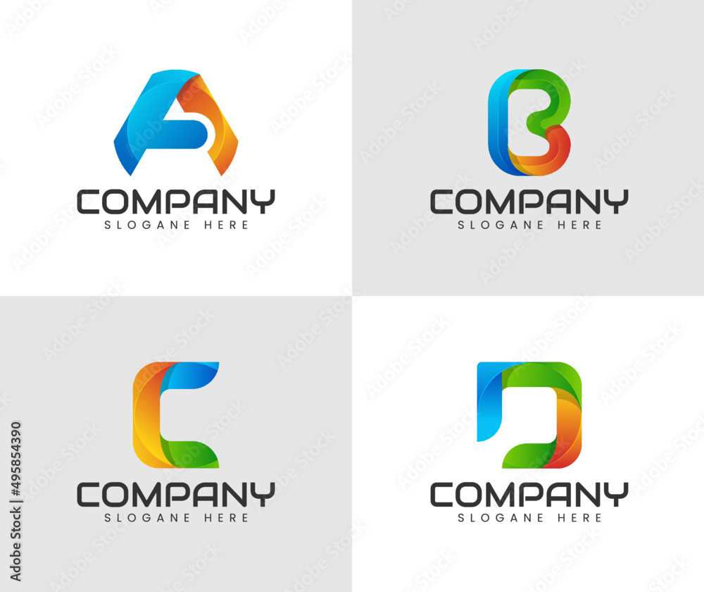 Collection of letter a, b, c, d, logo design. Abstract logos collection ...