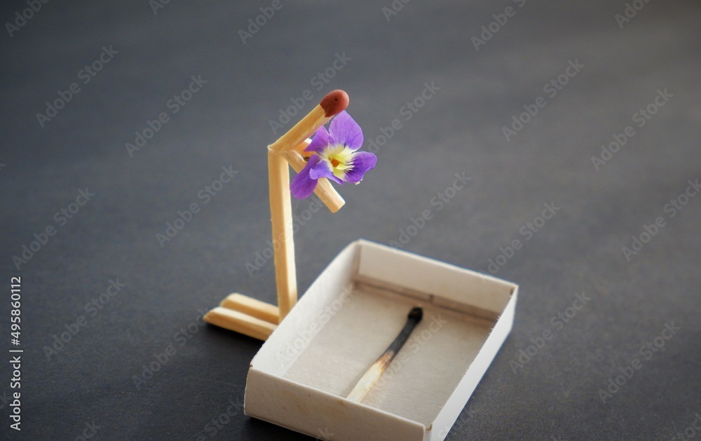 matchstick man mourns dead burnt matchstick wife lying in matchbox ...