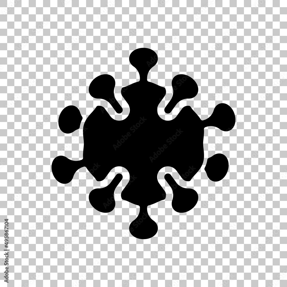 Simple icon of virus or bacteria, infection logo. Black symbol on ...