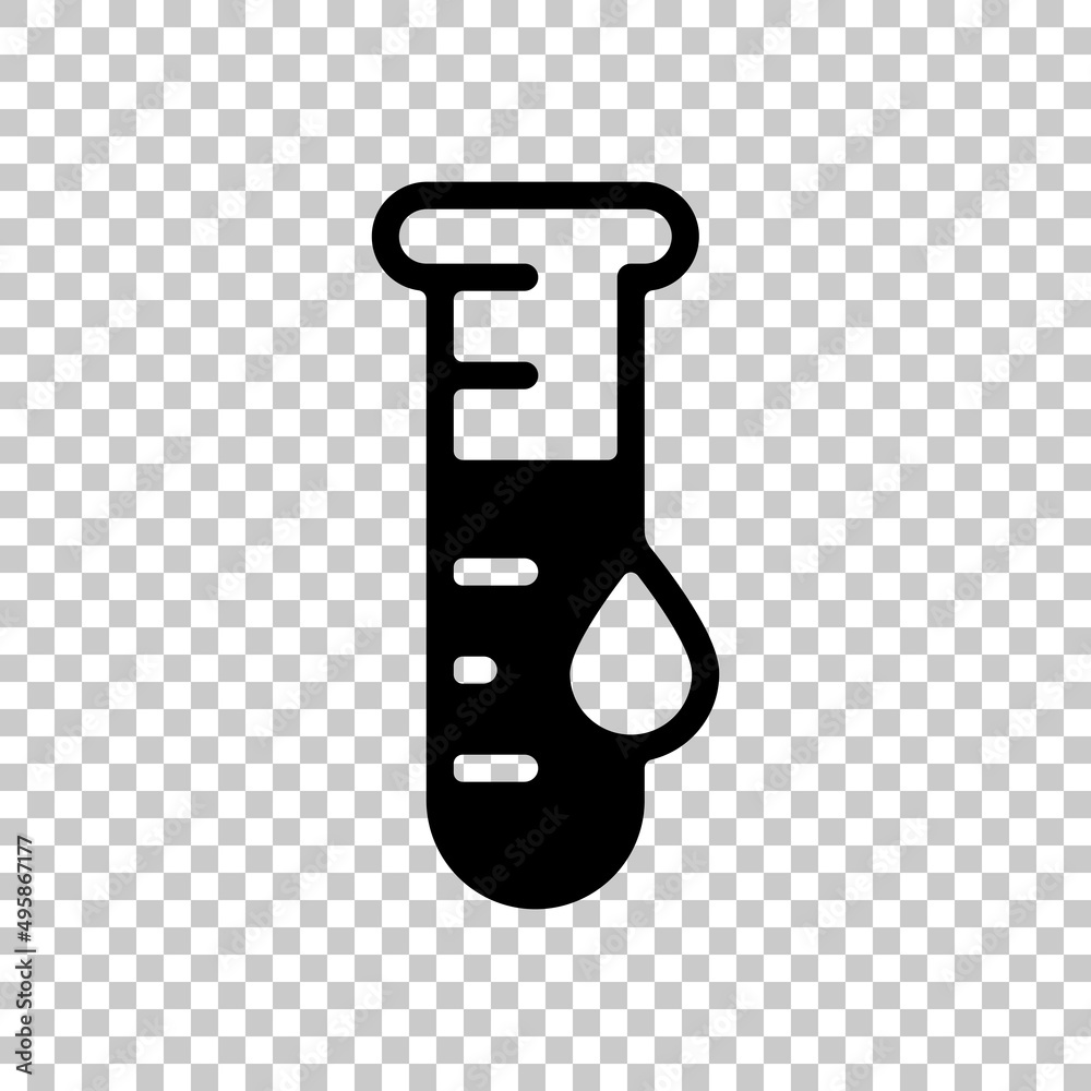 Test tube with blood, medical logo, simple icon. Black symbol on ...