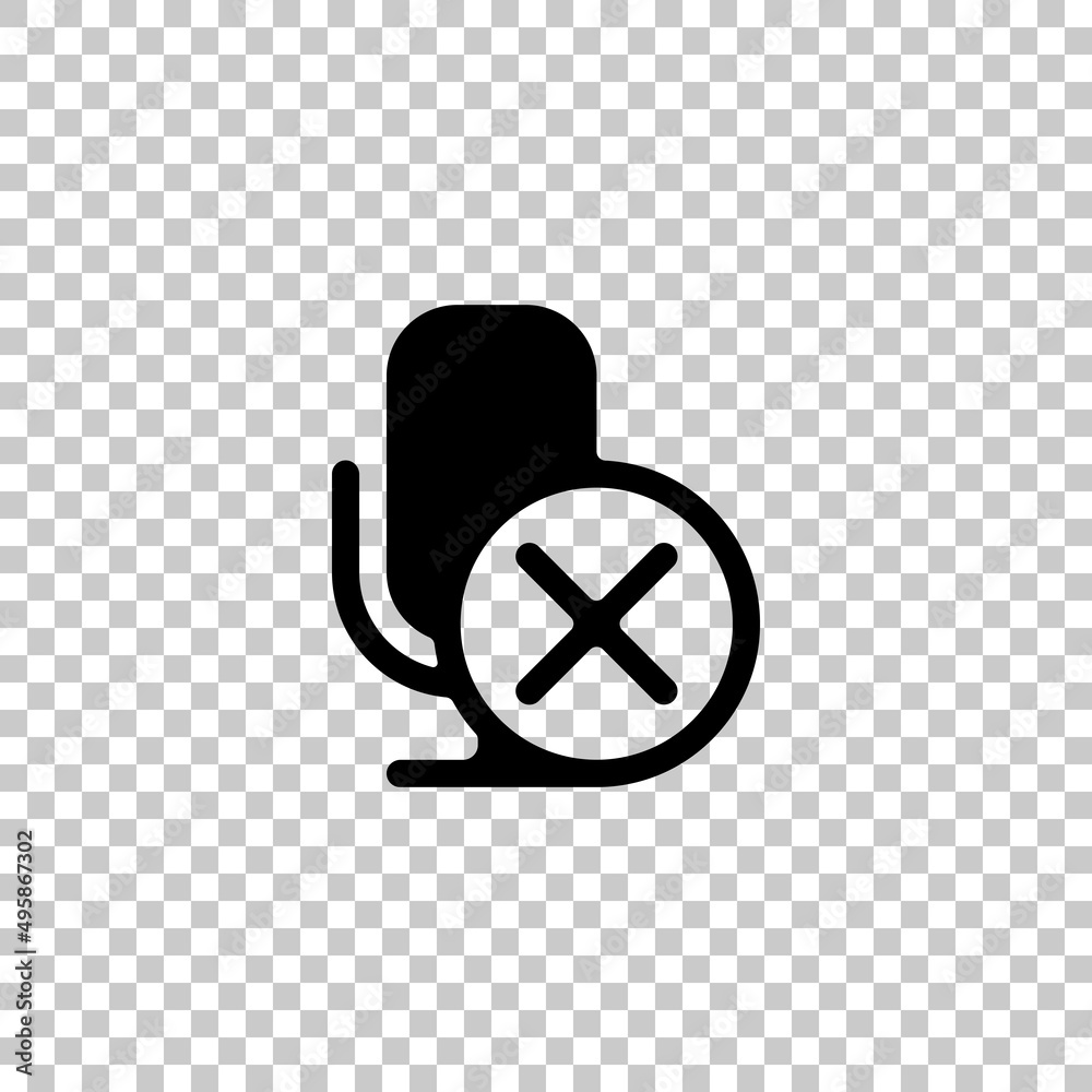 Muted microphone, no record, simple icon. Black symbol on transparent ...