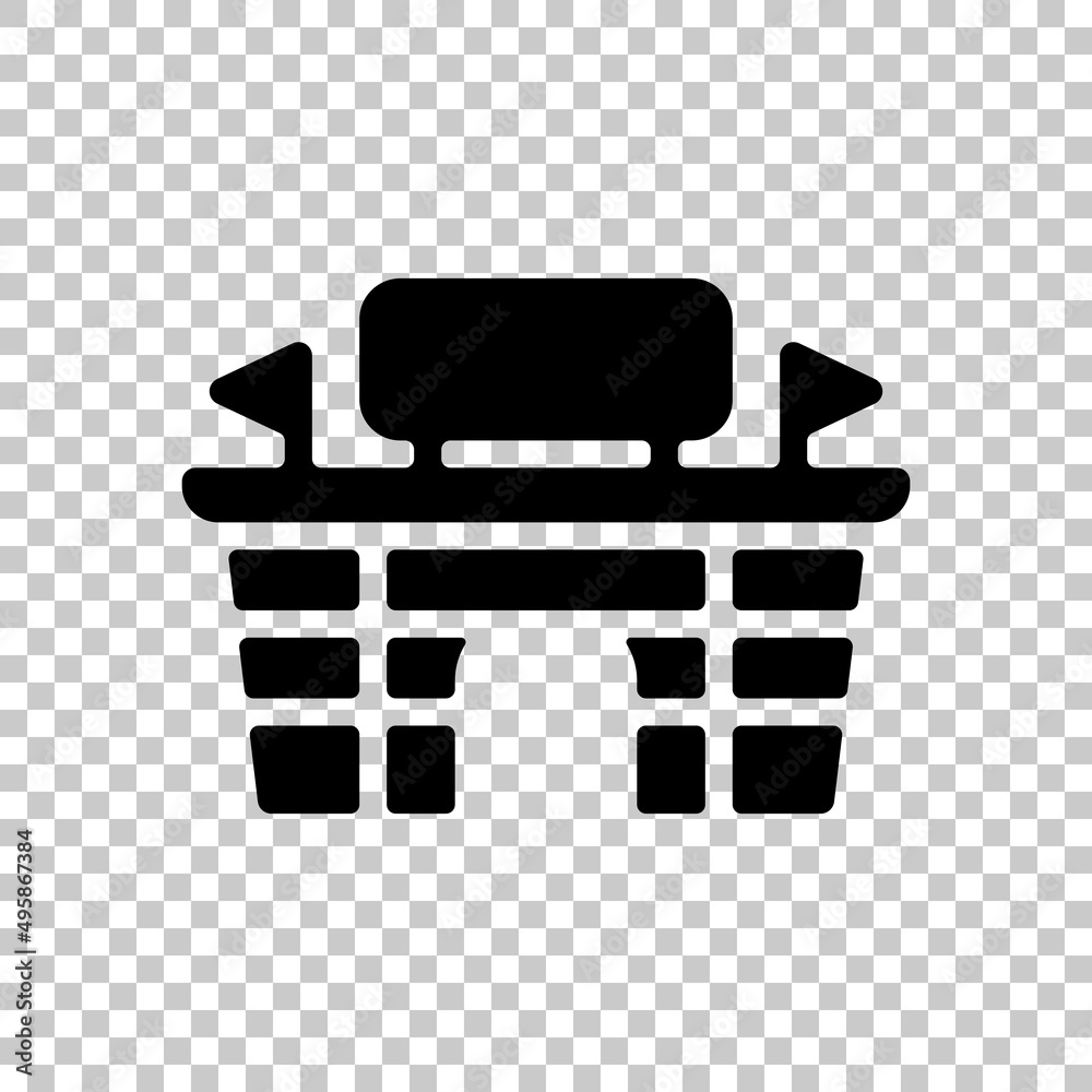 Simple stadium icon, sport arena. Black symbol on transparent ...