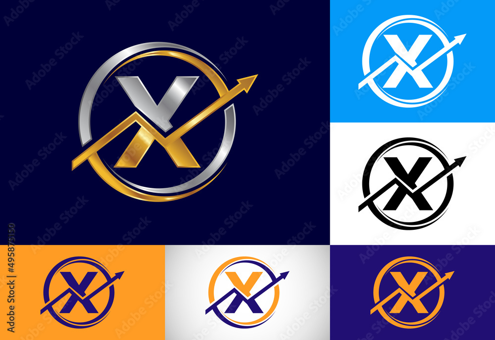 Initial X monogram alphabet symbol design incorporated with the arrow ...
