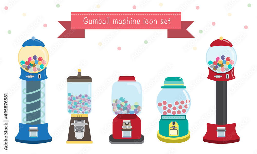 Classic Gumball Machine on white background with bubble gum or sweets ...