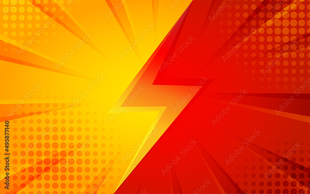 VS or Versus modern red yellow Background with sun brust and halfton ...