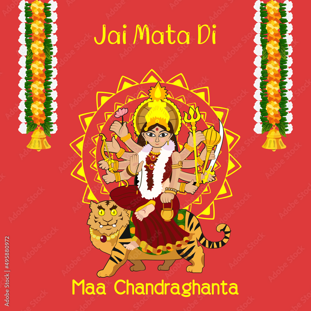 Happy Navratri - Goddess Durga - Third Form- Maa Chandraghanta Stock ...