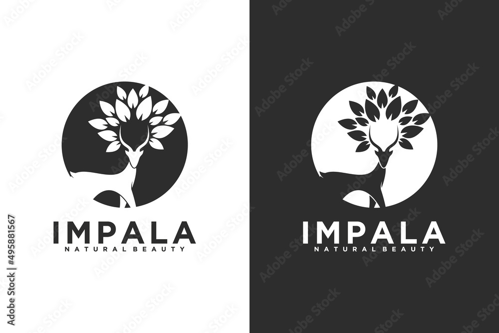 impala logo with leaf , logo inspiration for your business. Stock ...