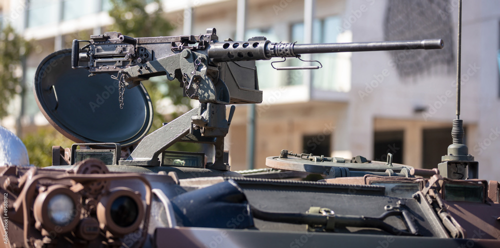 M2 Machine Gun Browning. War heavy weapon, army equipment Stock Photo ...