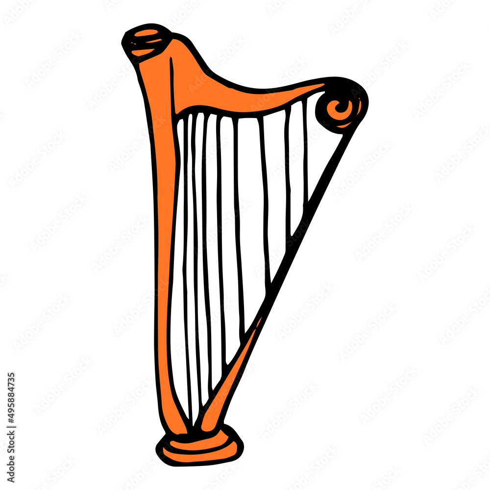 the harp icon is orange in the style of doodles. The HARP musical ...