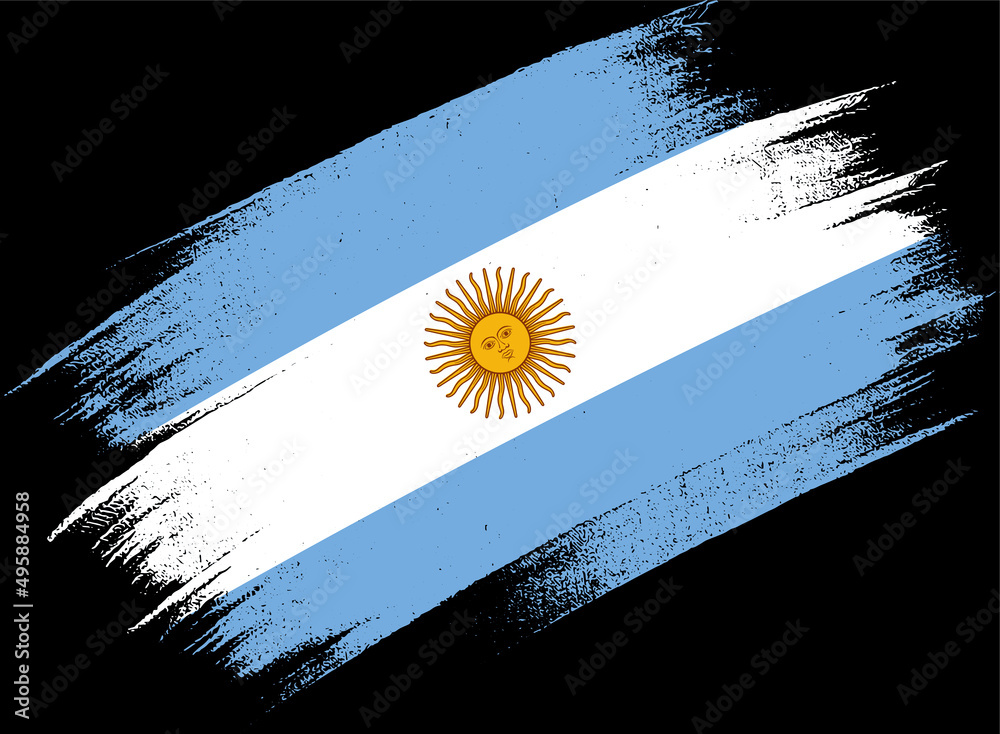 Argentina flag with brush paint textured isolated on png or transparent ...