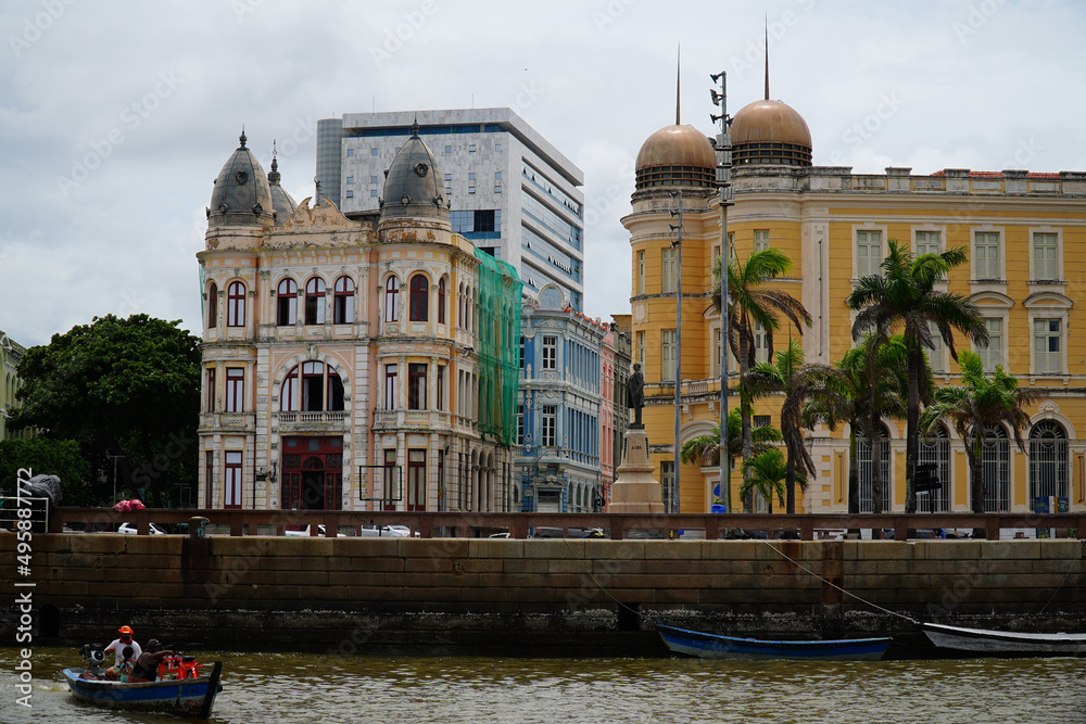 Recife at Marco Zero Square in the historic old town. Brazil with its ...