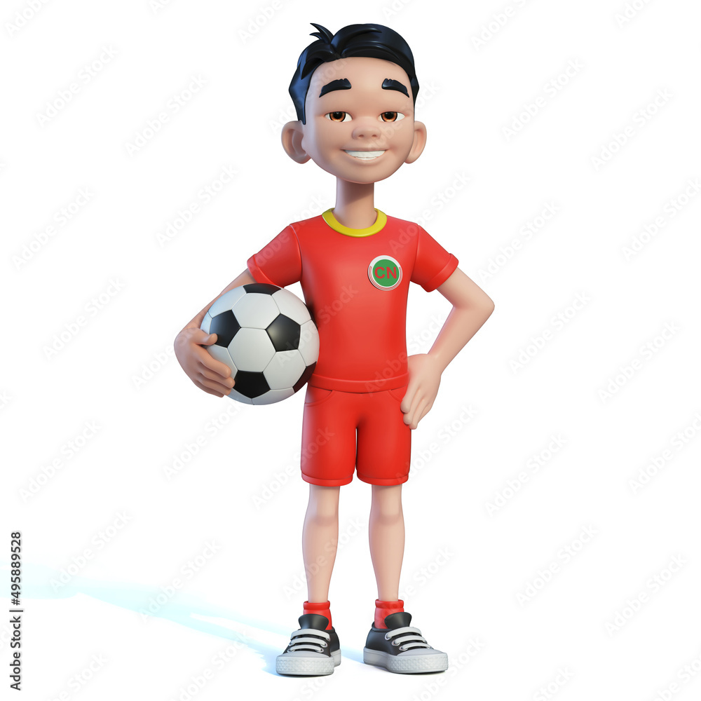 Little boy football player wearing a China national team kit, shirt and ...