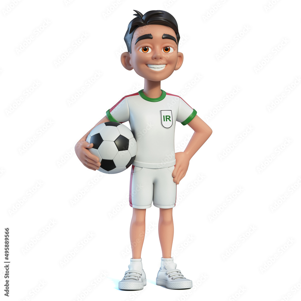 Little boy football player wearing a Iran national team kit, shirt and ...