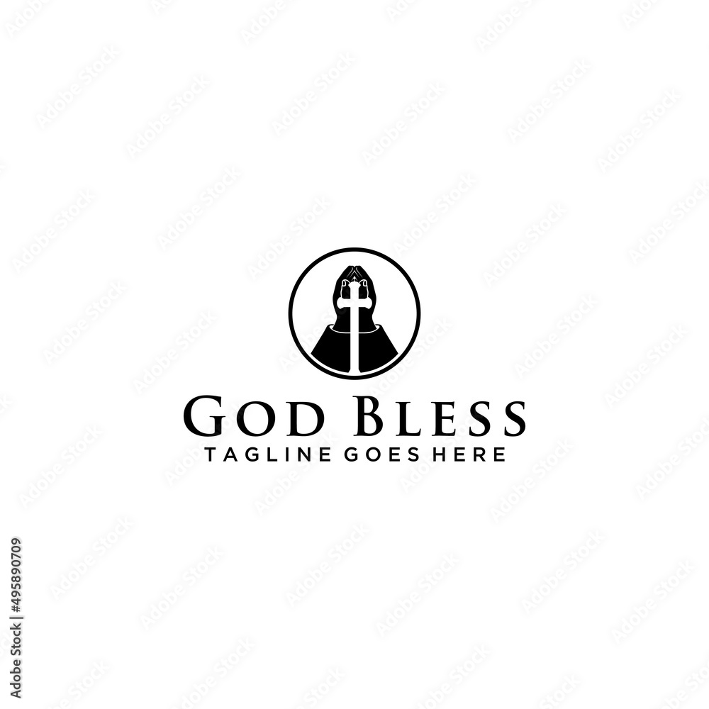 Crucifix symbol. Crucifixion of Jesus Christ icons. Church logo design ...